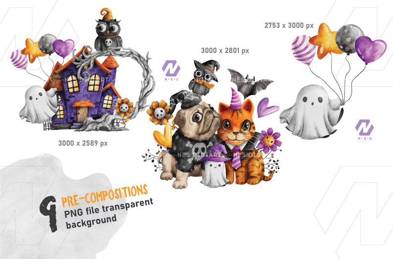 Happy Halloween PNG Clipart Bundle, Instant Download - Etsy