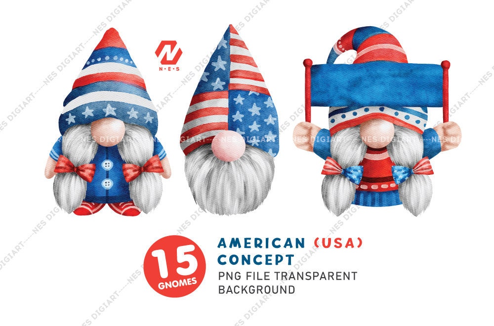Gnome 4th of July PNG Clipart Bundle Instant Download - Etsy