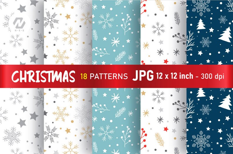 Christmas Digital Paper Patterns Design Bundle, Christmas Sublimation ...