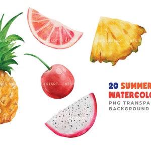 Summer Fruit Watercolor Png Clipart, Instant Download - Etsy UK