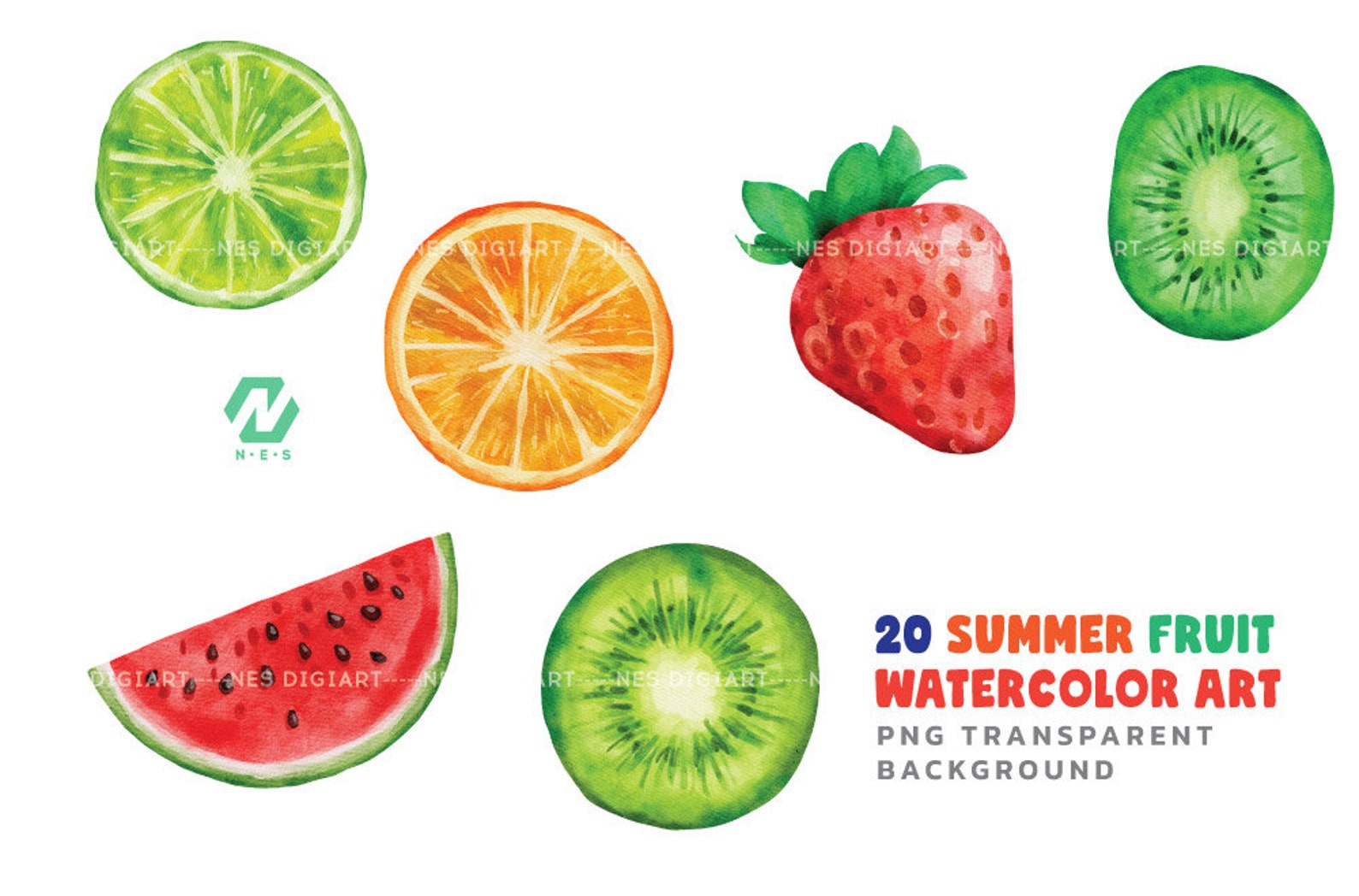 Summer Fruit Watercolor Png Clipart, Instant Download - Etsy UK