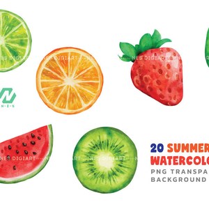 Summer Fruit Watercolor Png Clipart, Instant Download - Etsy UK