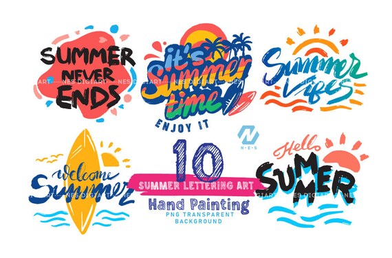 SUMMER Lettering PNG Clipart Instant Download | Etsy