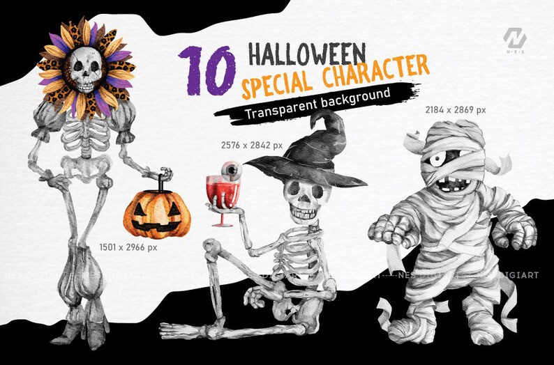 Happy Halloween Cartoon Character Bundle, Instant Download - Etsy