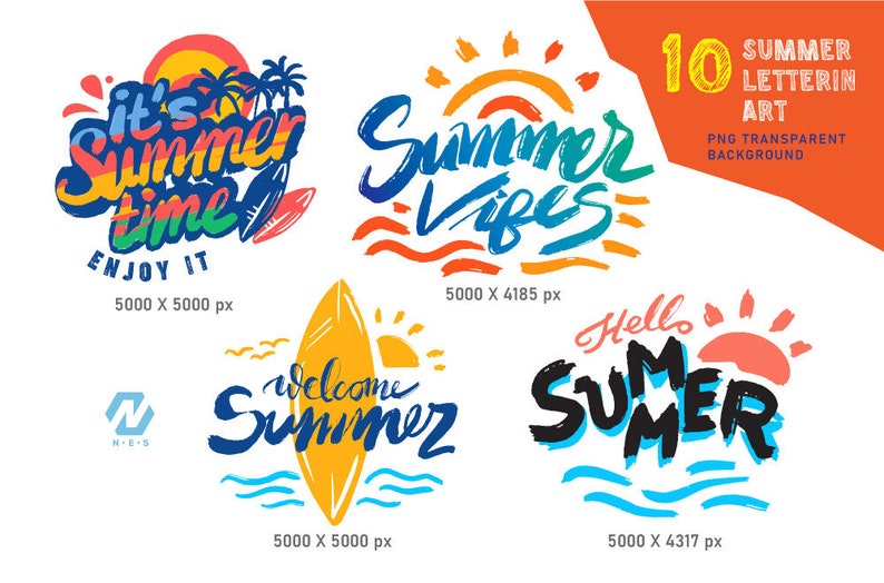 SUMMER Lettering PNG Clipart Instant Download - Etsy