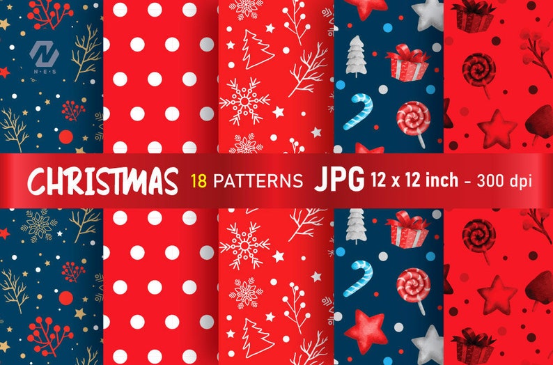Christmas Digital Paper Patterns Design Bundle, Christmas Sublimation ...