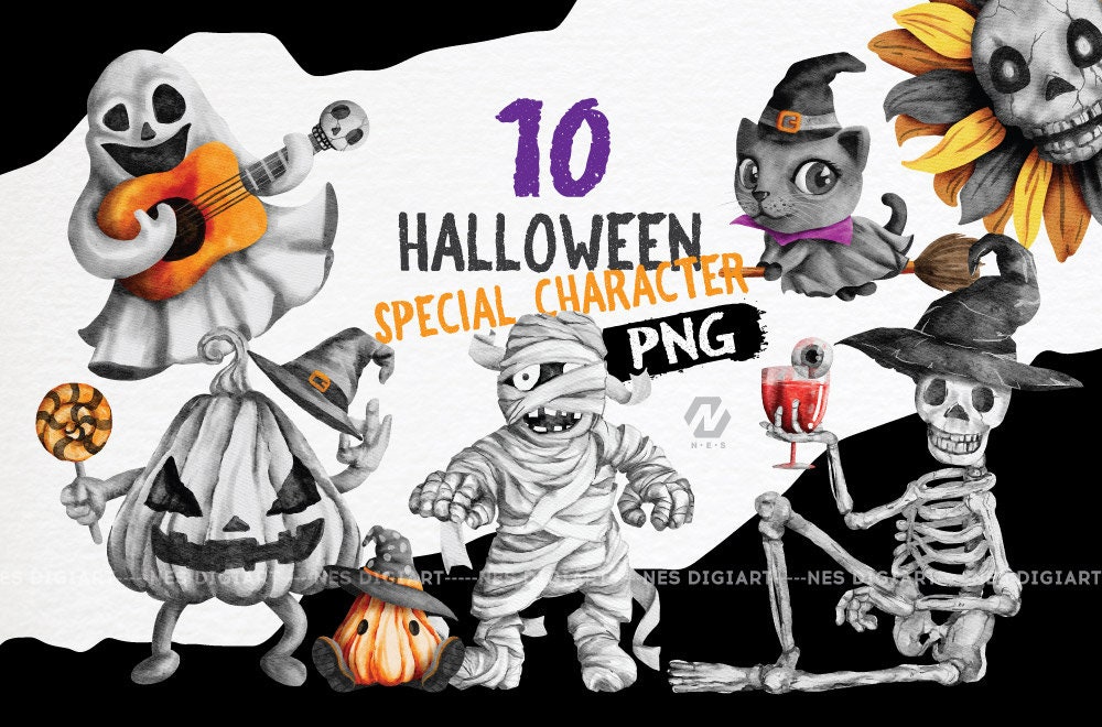Happy Halloween Cartoon Character Bundle, Instant Download - Etsy
