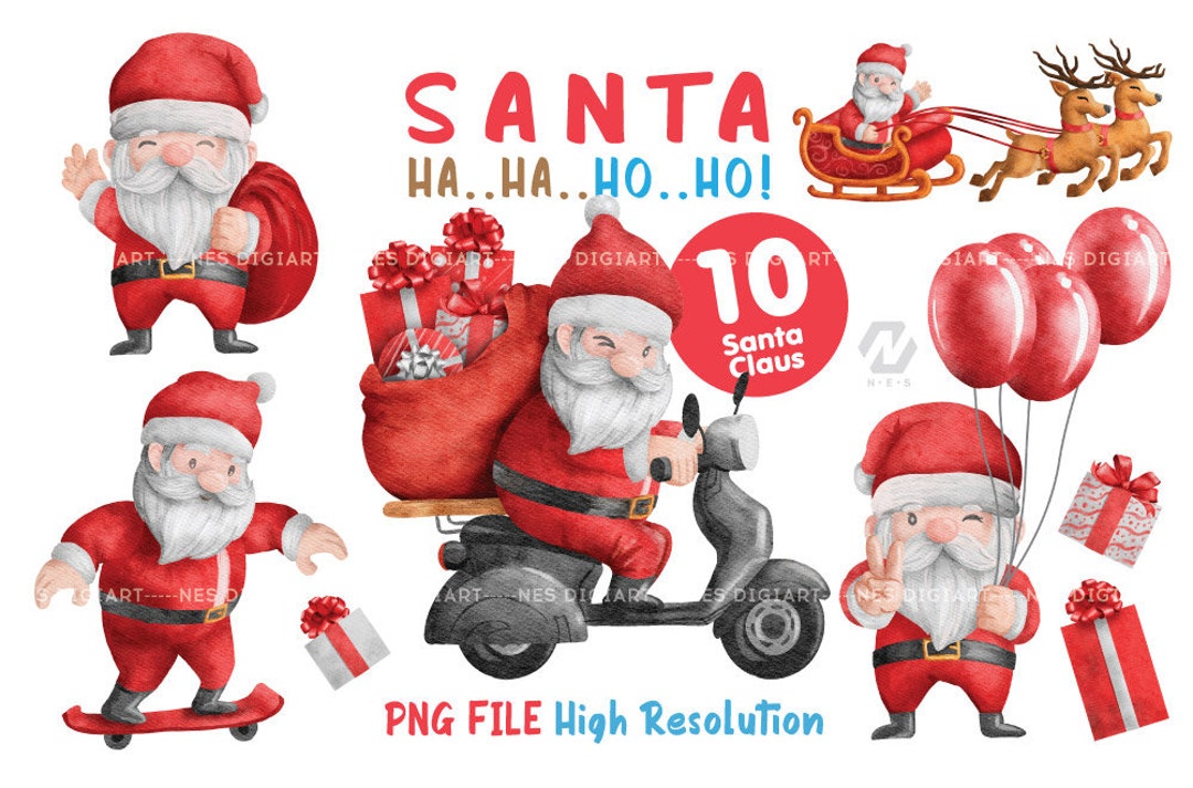 Santa Claus Cartoon Watercolor Christmas Clipart, Santa Claus PNG ...