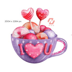 Valentine Clipart Bundle, Valentine PNG File, Sweet Love Watercolor ...