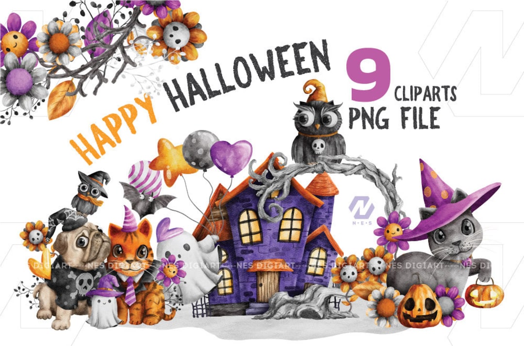 Happy Halloween PNG Clipart Bundle, Instant Download - Etsy