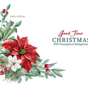 Christmas Bouquet Watercolor PNG Clipart, Digital Download - Etsy