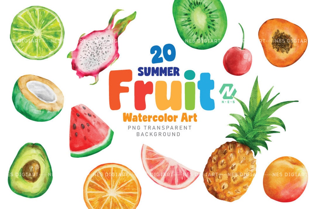 Summer Fruit Watercolor Png Clipart, Instant Download - Etsy