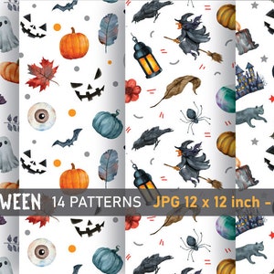 Halloween Digital Paper, Halloween Pattern Design, JPG File Digital ...