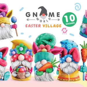 Gnome Easter Watercolor PNG Clipart Bundle, Digital Download - Etsy