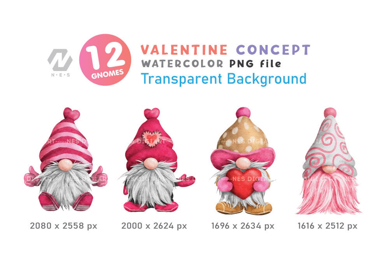 Gnome Valentine PNG Clipart Gnome Watercolor Instant | Etsy