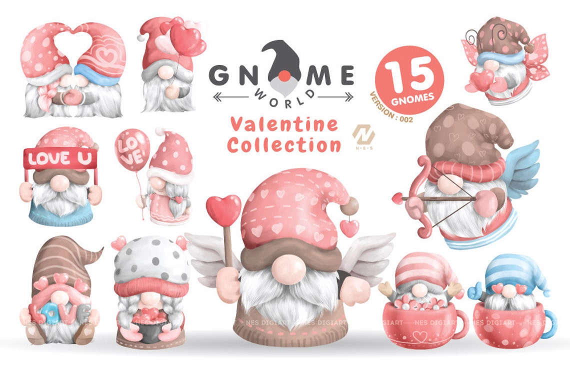Cute Gnome Love Valentine PNG Clipart, Digital Download - Etsy