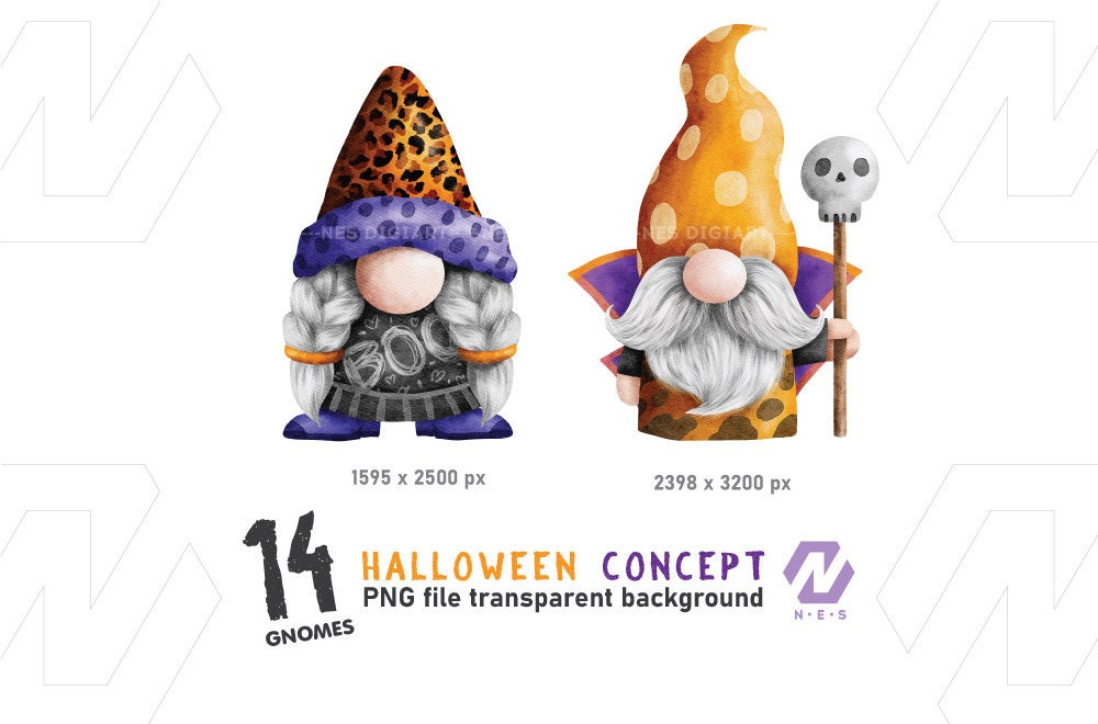 Gnome Halloween PNG Clipart Bundle 2022 Gnome Watercolor - Etsy