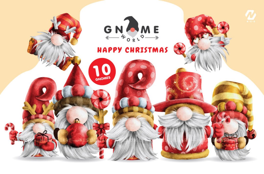 Red Gnome Christmas PNG Cliparts Bundle , Instant Download - Etsy