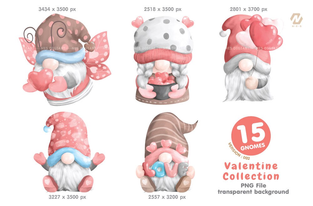 Cute Gnome Love Valentine PNG Clipart, Digital Download - Etsy