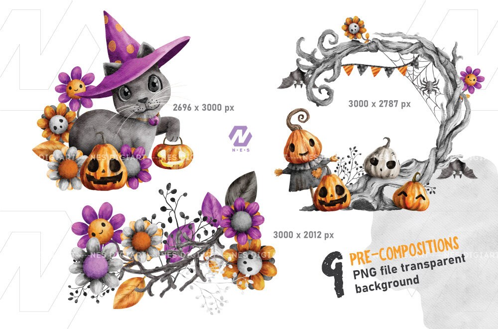 Happy Halloween PNG Clipart Bundle, Instant Download - Etsy