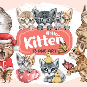 Cute Kitten Cat Painting PNG Collection, Digital Download - Etsy