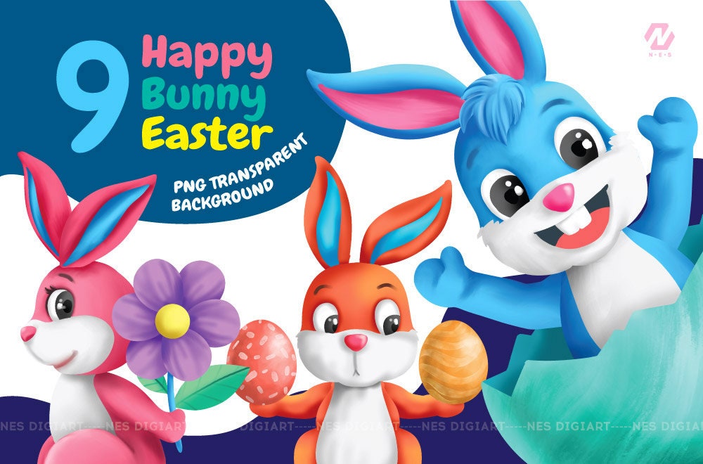 Cute Bunny Easter Cartoon PNG Clipart Digital Download - Etsy