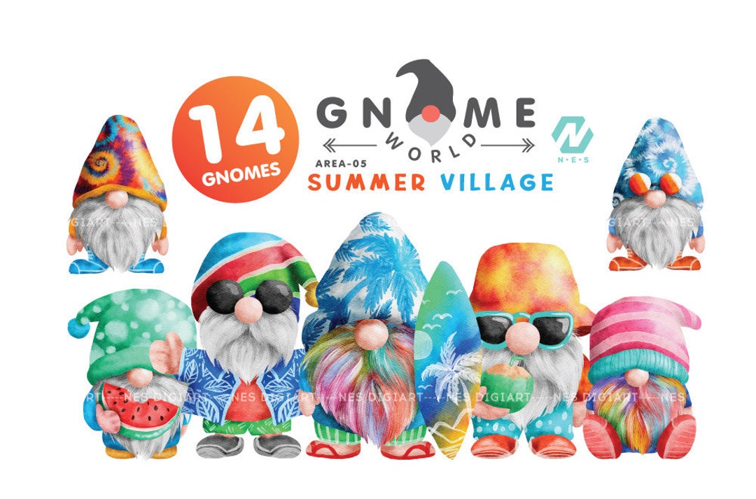 Gnome SUMMER PNG Clipart Bundle, Gnome Watercolor Instant Download - Etsy
