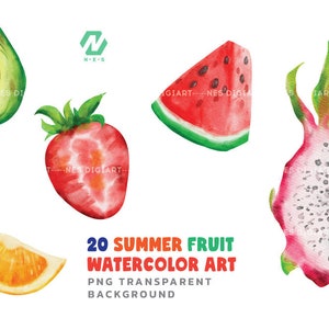 Summer Fruit Watercolor Png Clipart, Instant Download - Etsy UK