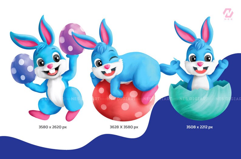 Cute Bunny Easter Cartoon PNG Clipart Digital Download - Etsy