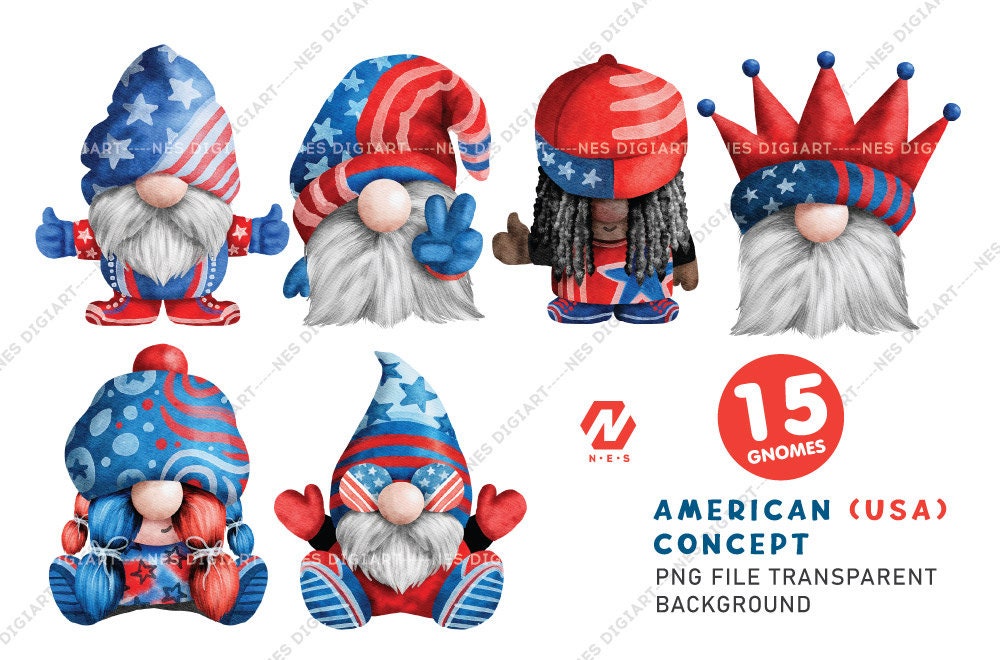 Gnome 4th of July PNG Clipart Bundle, Instant Download - Etsy