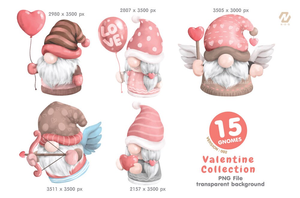 Cute Gnome Love Valentine PNG Clipart, Digital Download - Etsy