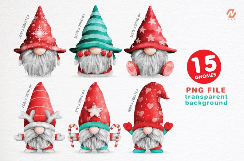 Gnome Christmas PNG Cliparts Bundle , Instant Download - Etsy