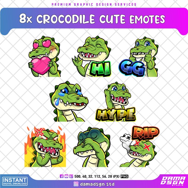 Crocodile Emotes - Etsy