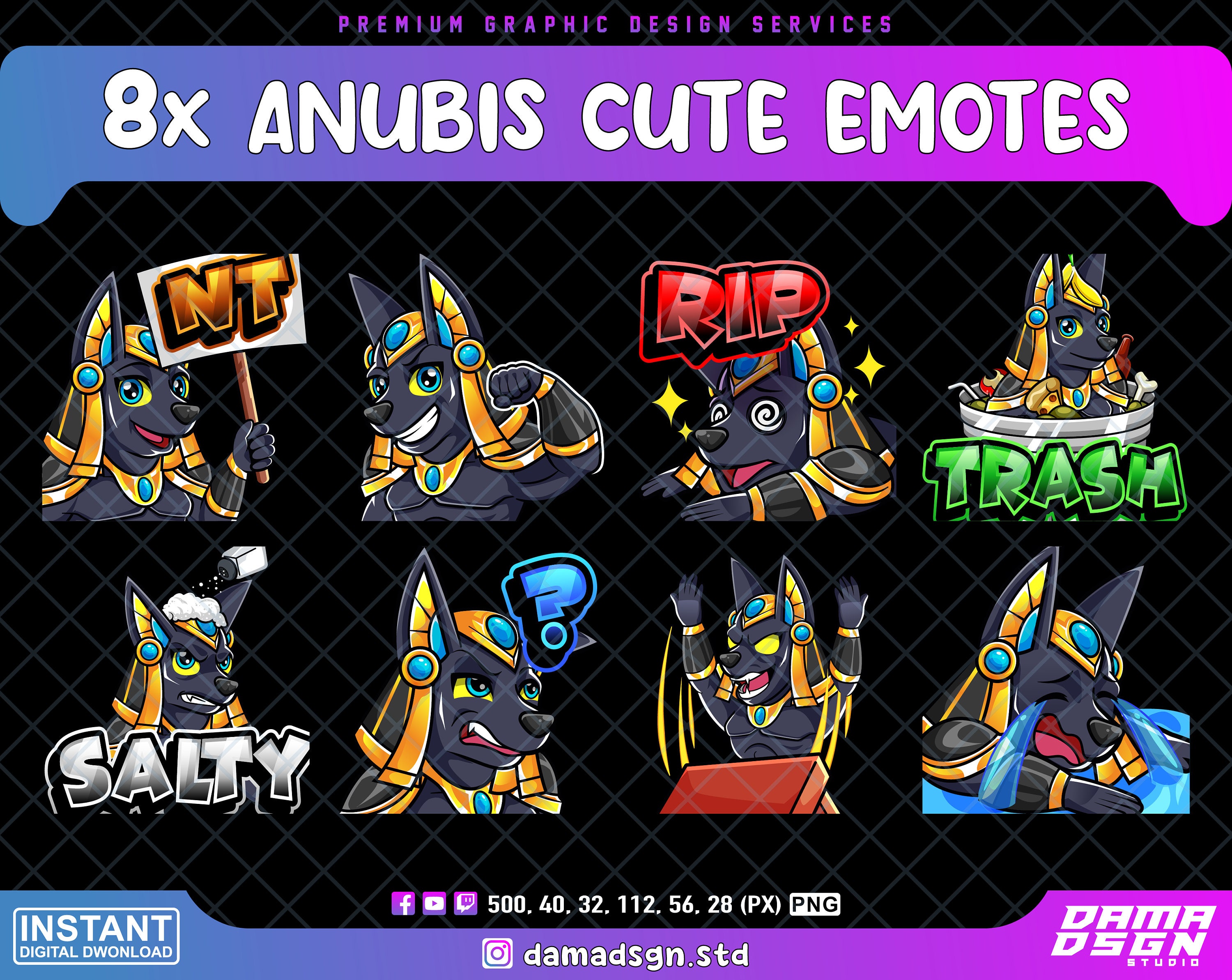 8x Anubis Cute Emotes / Discord Emotes / Youtube Emotes / - Etsy México