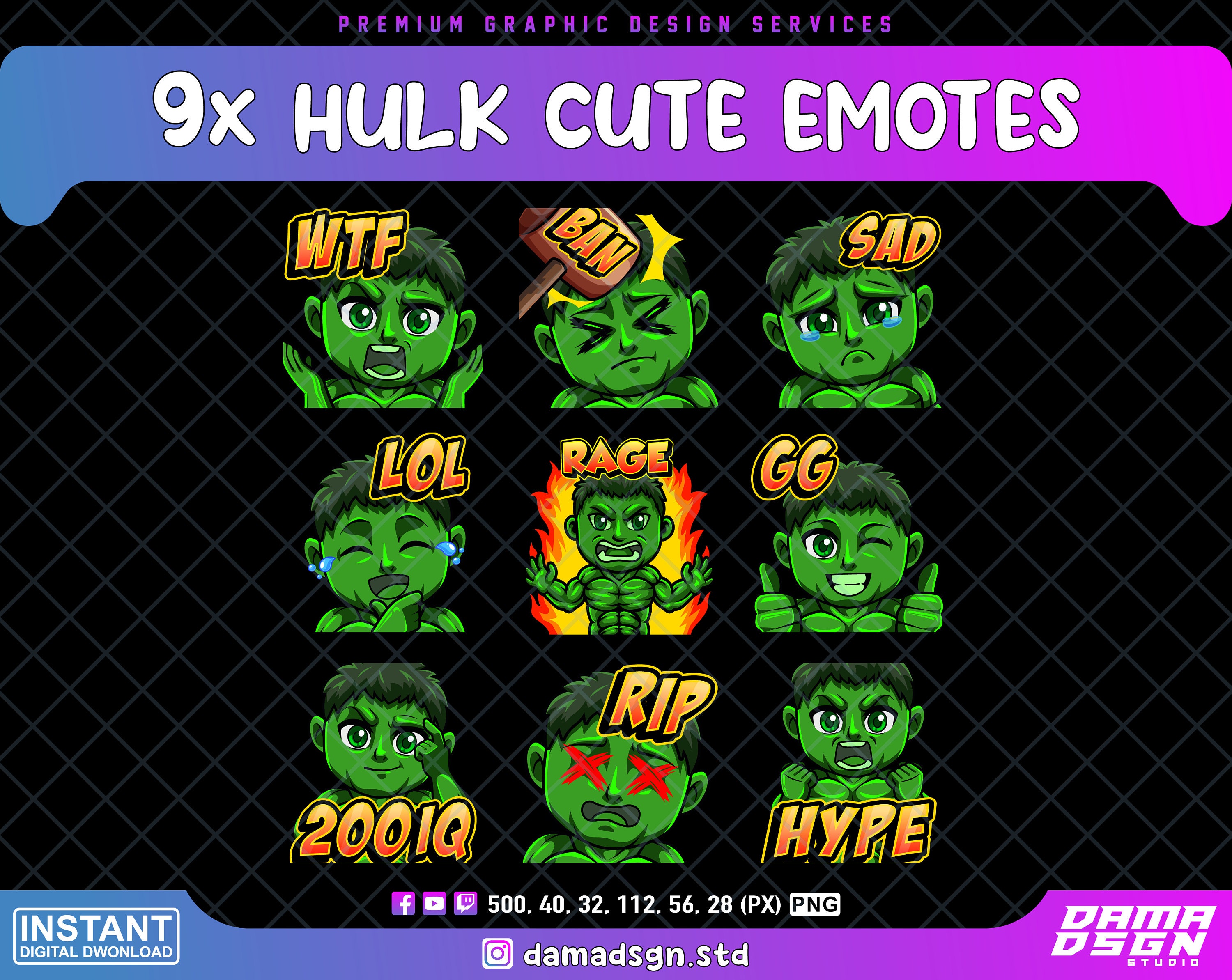 9x Hulk Cute Twitch Emotes Discord Emotes Youtube Emotes - Etsy Canada