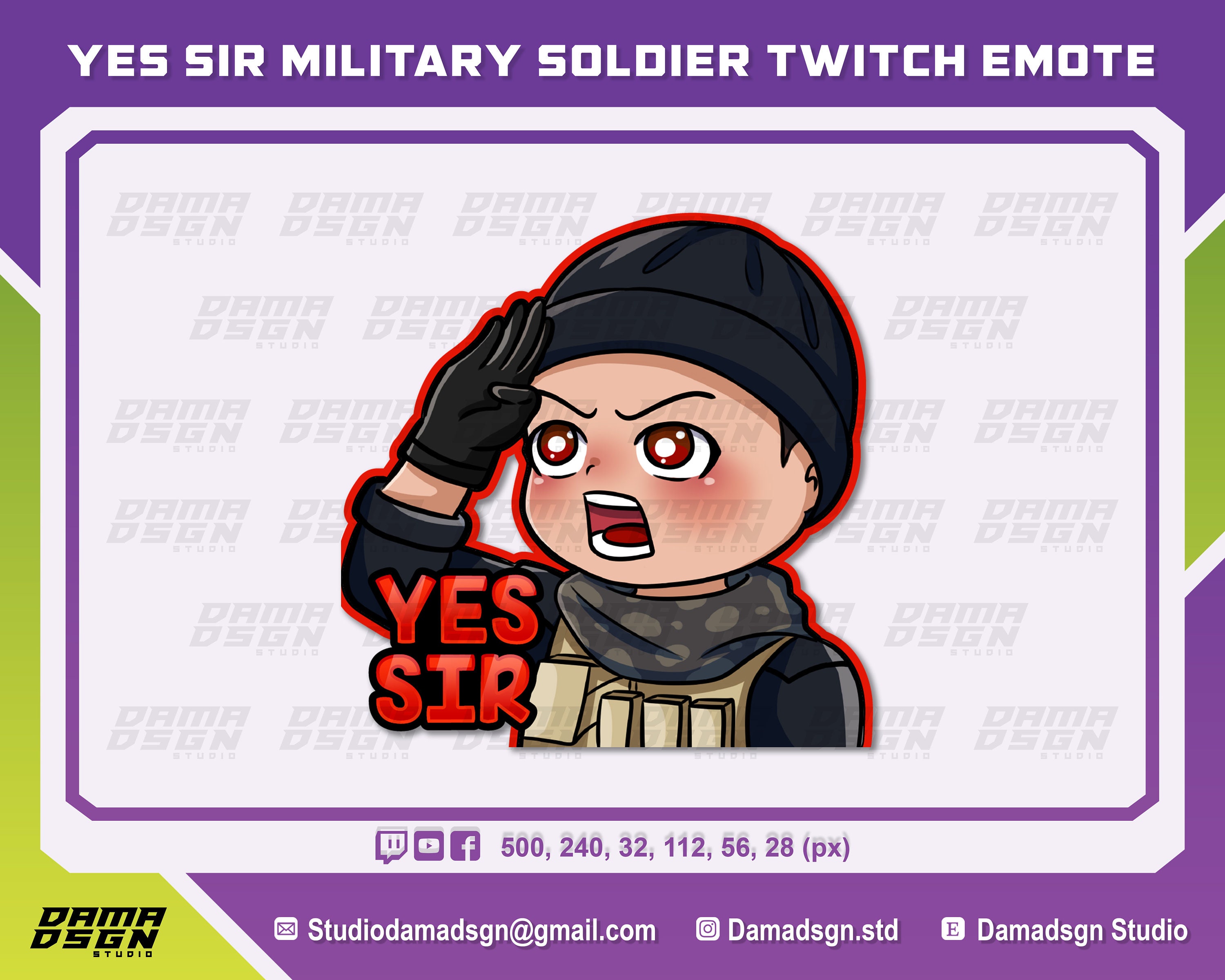 YES SIR Military Soldier Twitch Emotes Discord Emotes Red - Etsy Australia
