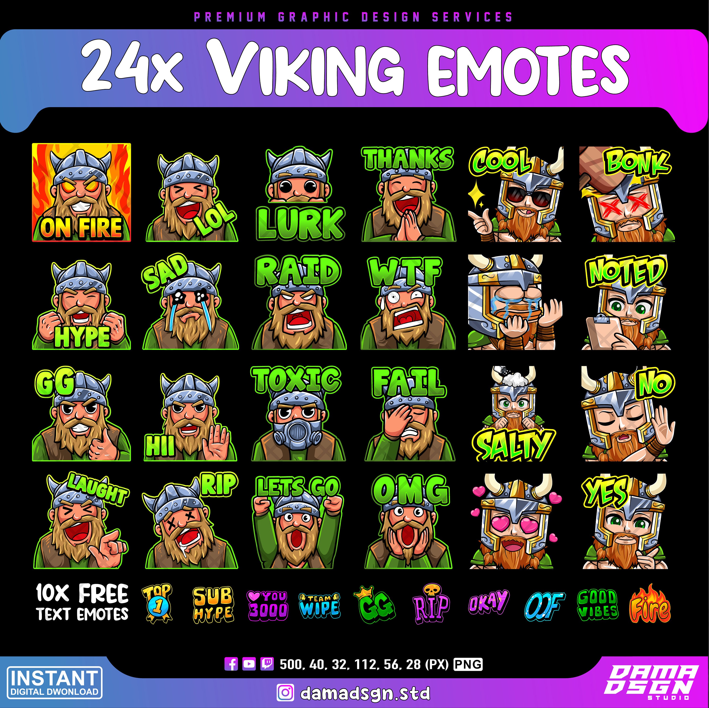 24 VIKING EMOTES Free 10 Text Emotes Twitch Emotes - Etsy UK