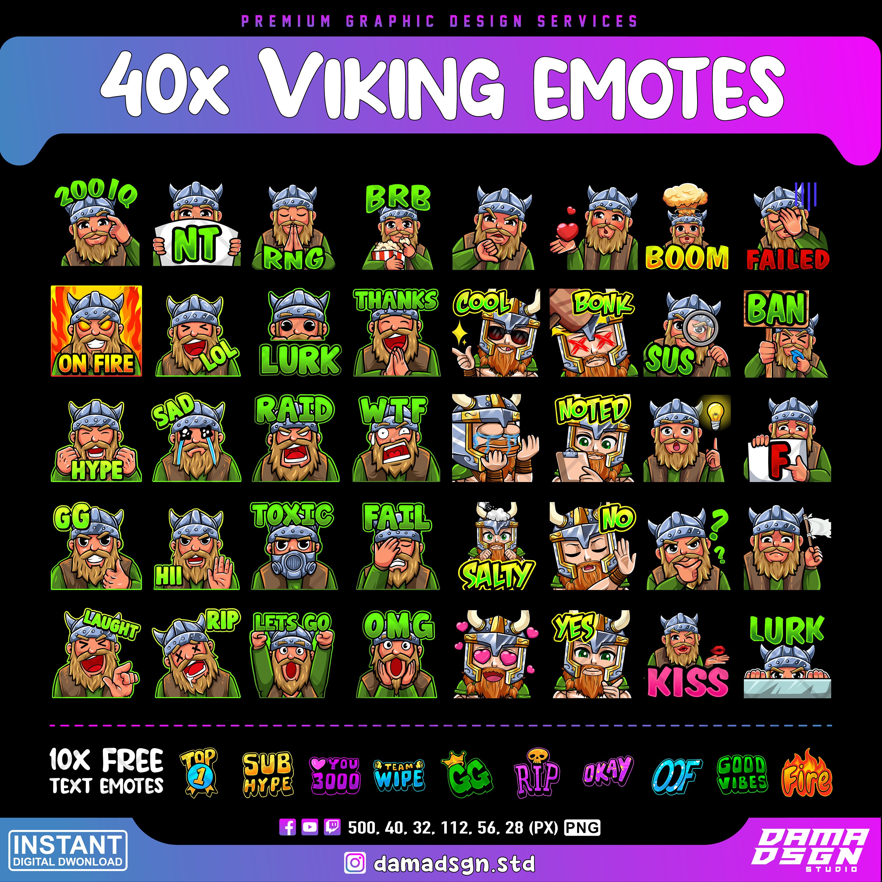 40 VIKING EMOTES Free 10 Text Emotes Twitch Emotes - Etsy
