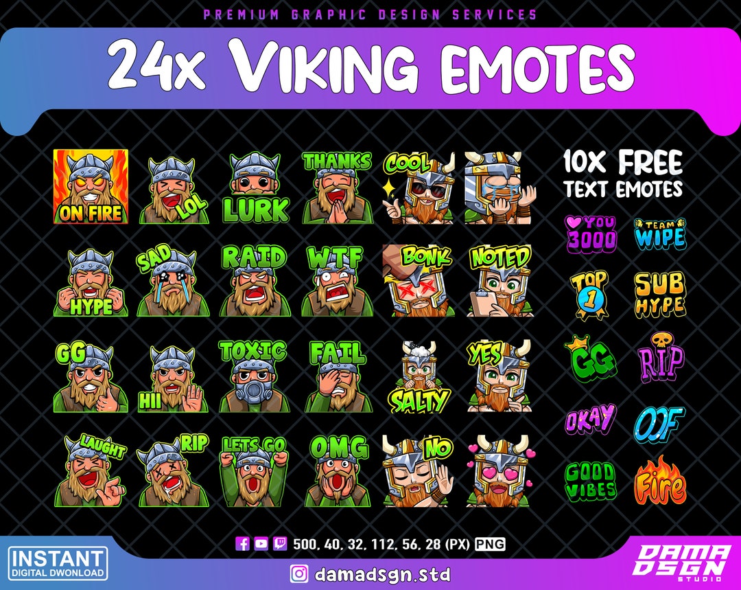 24 VIKING EMOTES Free 10 Text Emotes Twitch Emotes - Etsy Israel