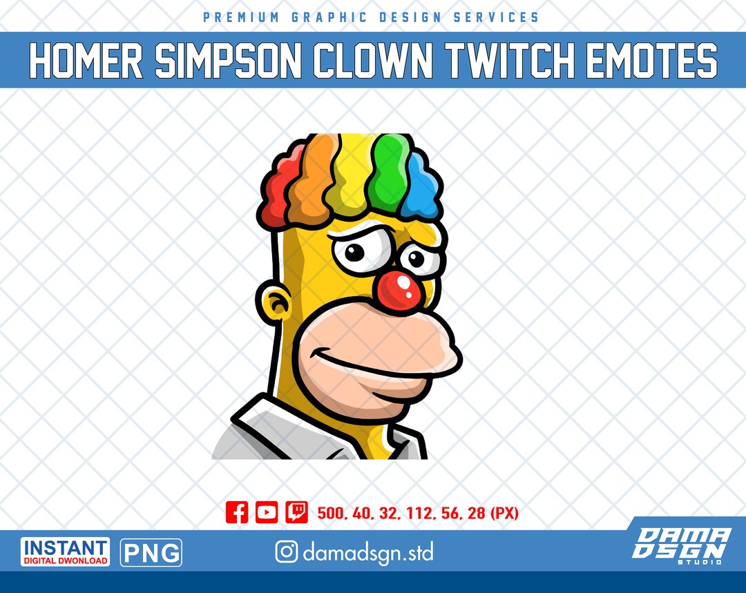 Homer Simpson Clown Twitch Emotes / Emotes de Discordia / - Etsy México
