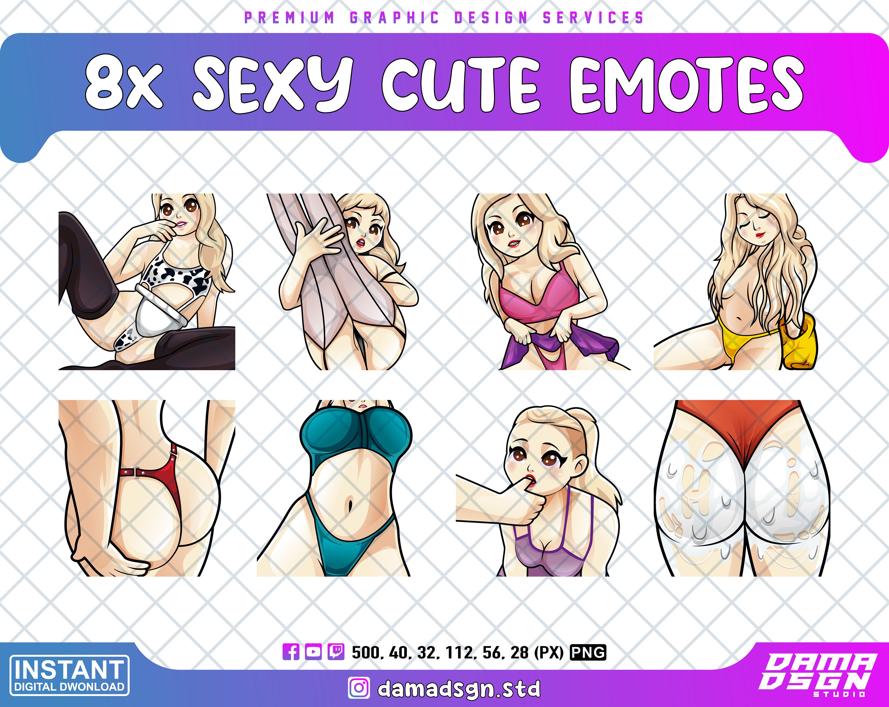 8x Sexy Twitch Emotes Discord Emotes Youtube Emotes Etsy