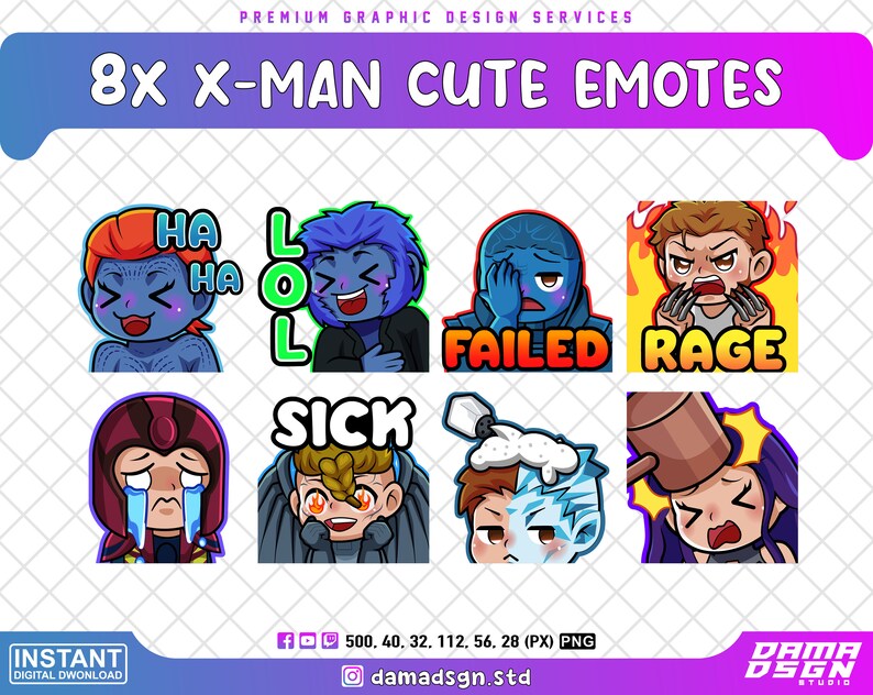 8x X-man Cute Twitch Emotes Discord Emotes Youtube Emotes - Etsy