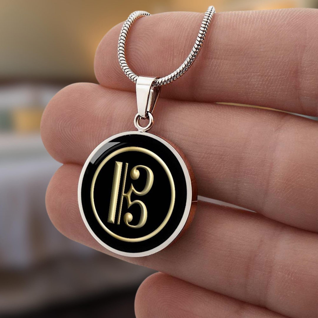 Golden Alto (viola) Clef Pendant Symbol Necklace With Gold or Silver ...