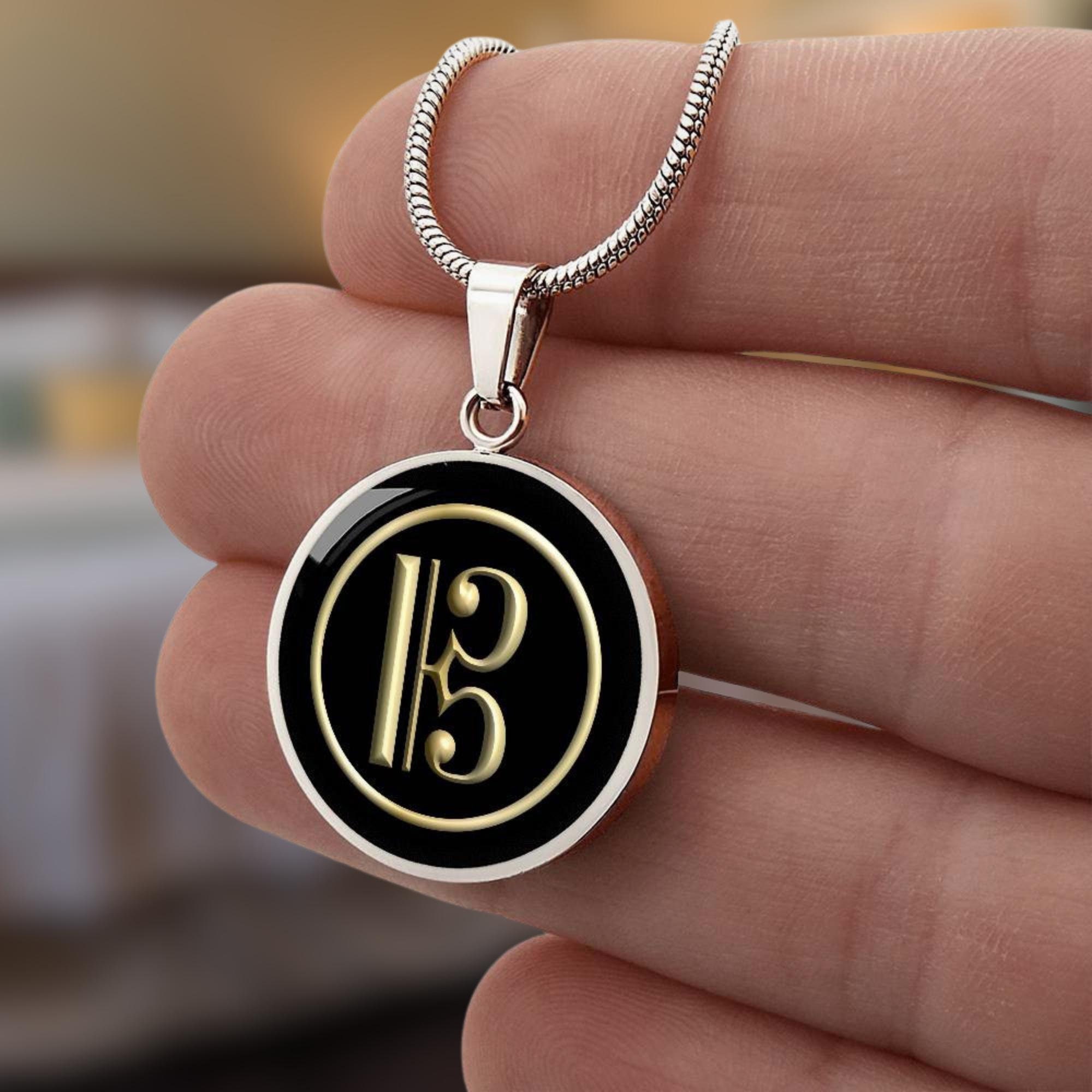 Golden Alto (viola) Clef Pendant Symbol Necklace With Gold or Silver ...