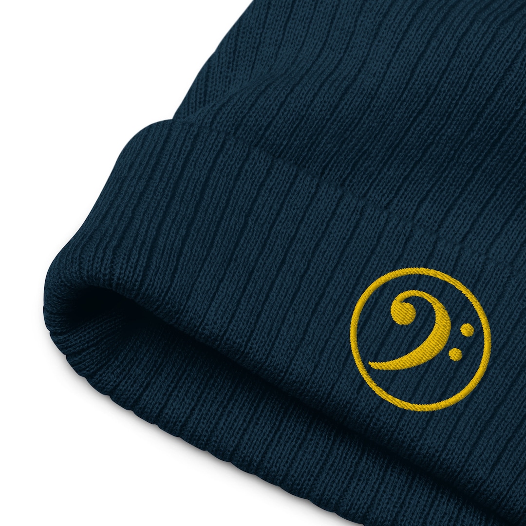 Golden Yellow Bass Clef Symbol Ribbed Eco-friendly Knit Beanie - Etsy