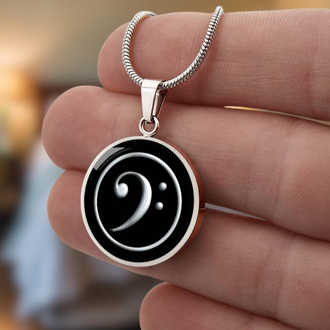 Silver Bass Clef Pendant Symbol Necklace With Gold or Silver Finish ...