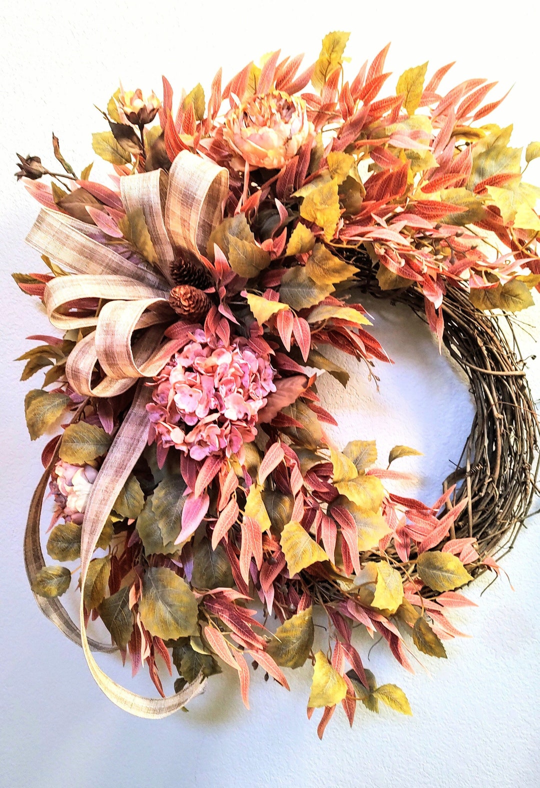 Autumn Haze Large Front Door Wreath, Lush Delicate Japanese Maple ...