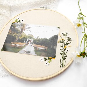 Custom Hand Embroidery Photo Frame, Botanical Embroidery, Wedding Gifts ...