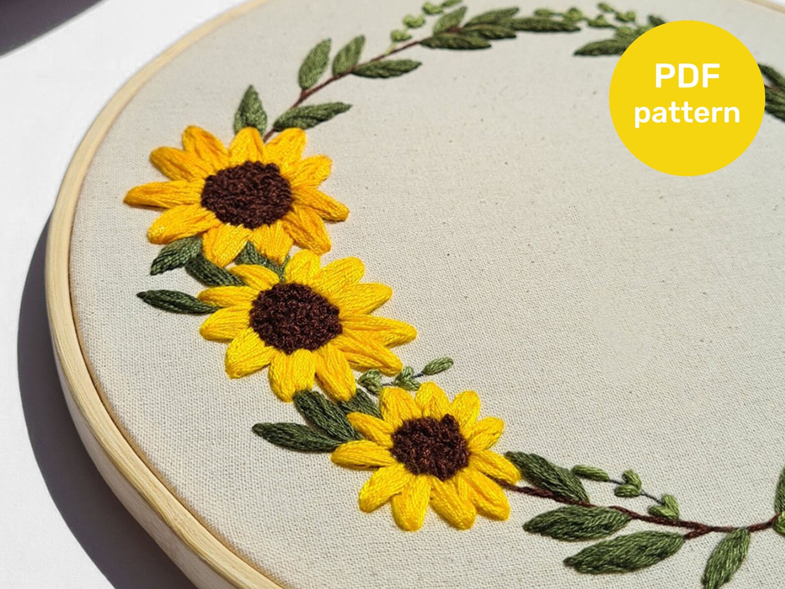 Sunflower Embroidery Pattern/pdf Pattern/beginner Embroidery Pattern ...