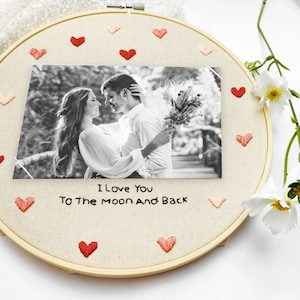 Custom Hand Embroidery Photo Frame, Hearts Embroidery, Wedding Gifts ...